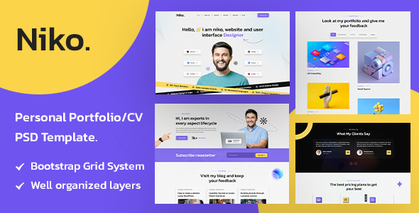 Niko - Personal Portfolio/CV PSD Template. by Wildstone-Theme | ThemeForest